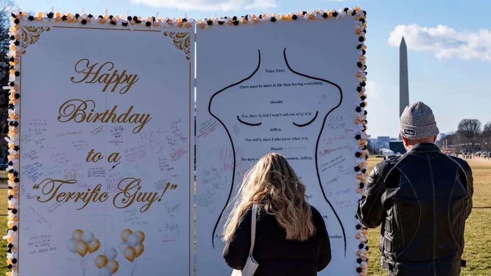 10-Foot Replica Of Alleged ‘Donald’ Birthday Note To Epstein Erected On ...